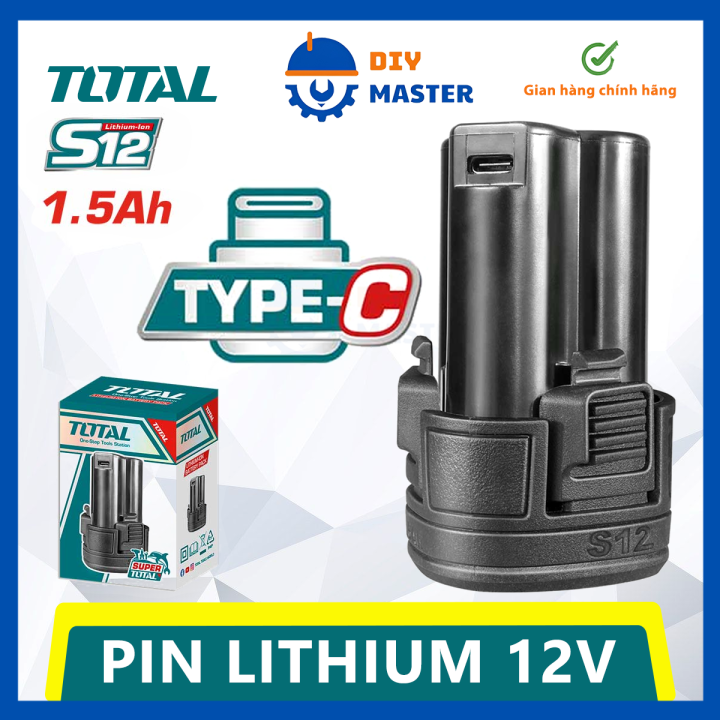 Pin Lithium-ion 1.5Ah TOTAL TBLI12153 Trang bị đèn LED báo nguồn pin ...