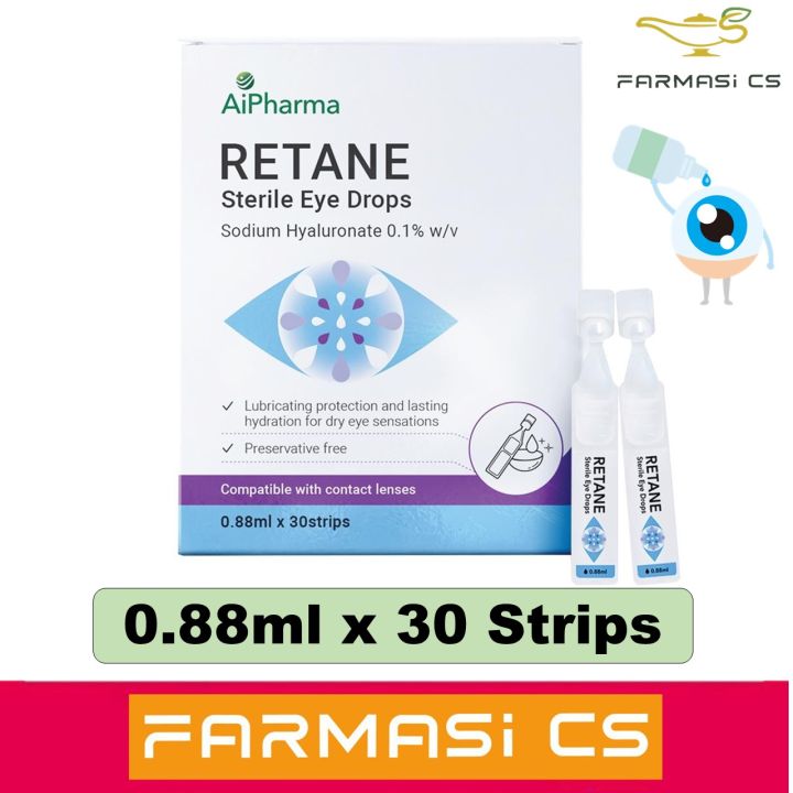 Aipharma Retane Sterile Eye Drops 0.88ML x 30 Strips EXP:07/2027 ...
