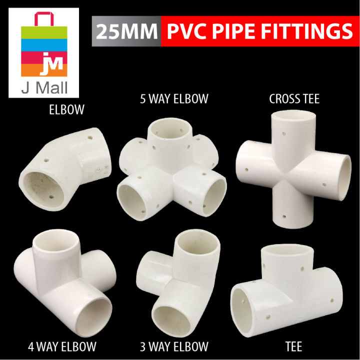 (25MM) DIY PVC White Pipe Fitting Connector Joint Furniture Grade ...