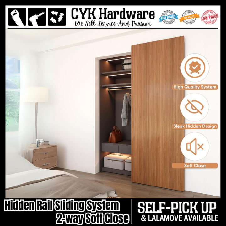 1200MM Matt Black Phantom Sliding Door System With Soft Close Hidden ...
