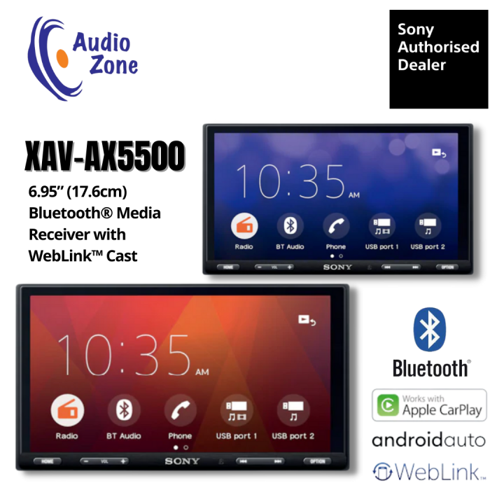 Sony XAV-AX5500 6.95” Bluetooth® Media Receiver with WebLink™️ Cast ...