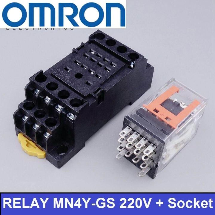 OMRON RELAY MY4N-GS AC220V + socket รีเรย์ 14 ขา 220V + ฐาน จากศูนย์ แท้ในไทย | Lazada.co.th