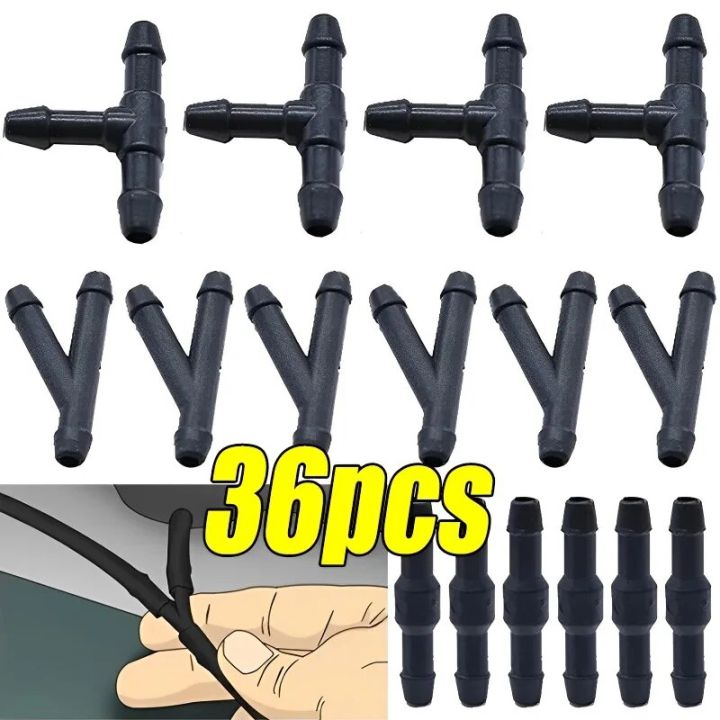 18/36pcs Car Windshield Washer Connecting Pipe Connector Set T-type Y ...