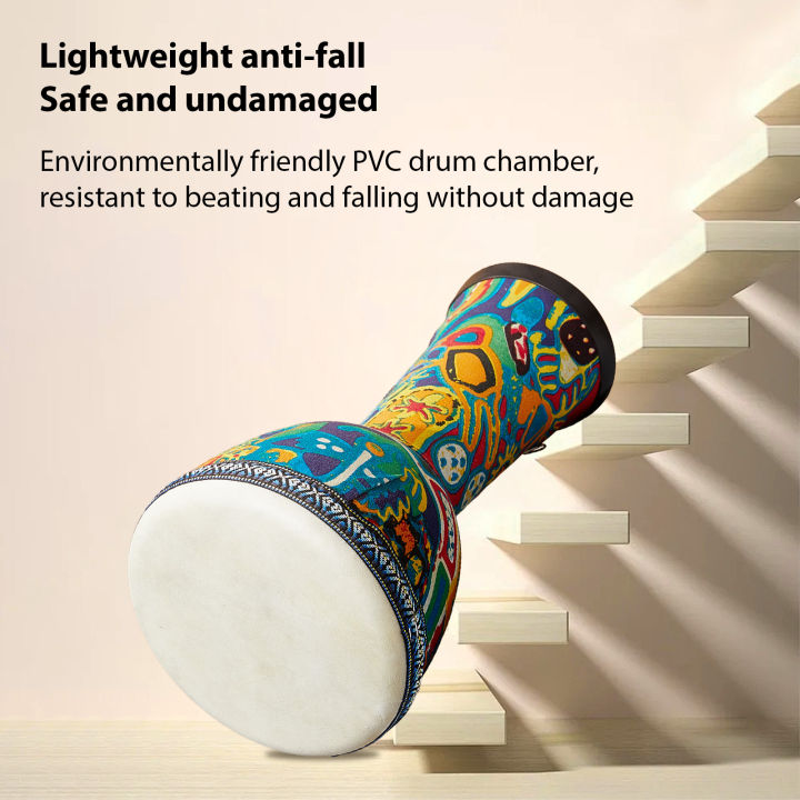 8-inch African Drum PVC Drum Body Goatskin Drum Surface Lightweight ...