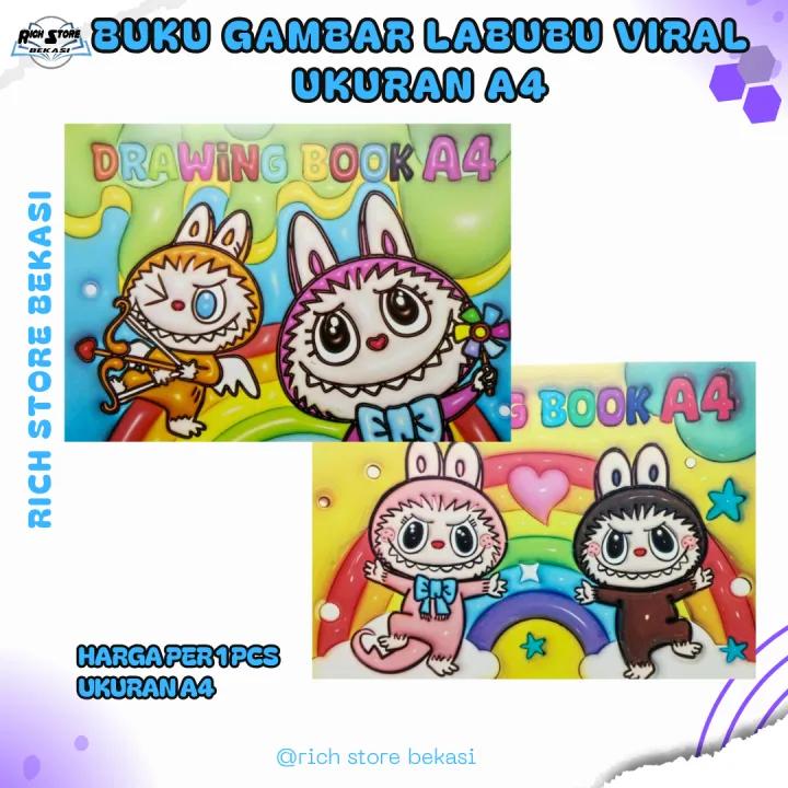 BUKU GAMBAR LABUBU [VIRAL] BUKU GAMBAR A4 FANCY/ BUKU GAMBAR DINO/ BUKU ...