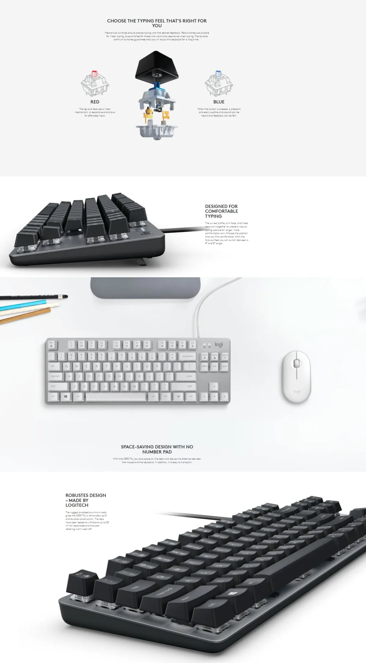 Logitech K835 TKL Mechanical Aluminum Body Gaming Keyboard - Graphite ...