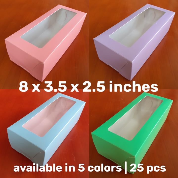 8x3.5x2.5" Pastry Cookie Loaf Bread Box Preformed with Window Pastel ...