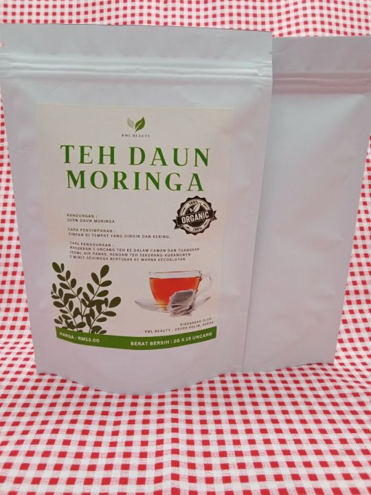 ORIGINAL ASLI TEH MORINGA II ORGANIK II 100% ORGANIC DAUN ASLI II 2G X ...