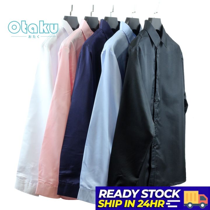 OTAKU Korean Fit Casual Long Sleeve Polo For Men Formal Office Shirts Graduation and wedding ...