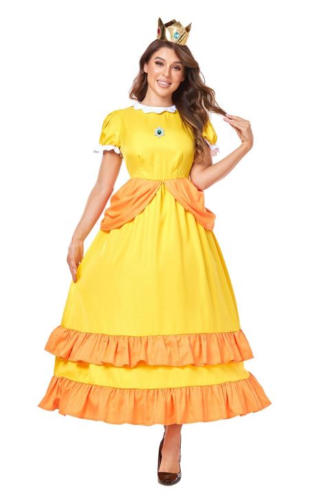 Nintendo Super Mario Bros Daisy Costume For Women Adults Halloween Cosplay Video Game Character