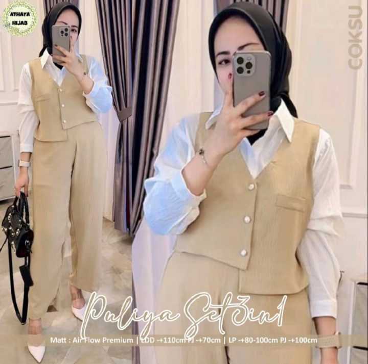 PULIA SET CRINGKLE AIRFLOW TERBARU SETELAN ROMPI CELANA DAN KEMEJA ...