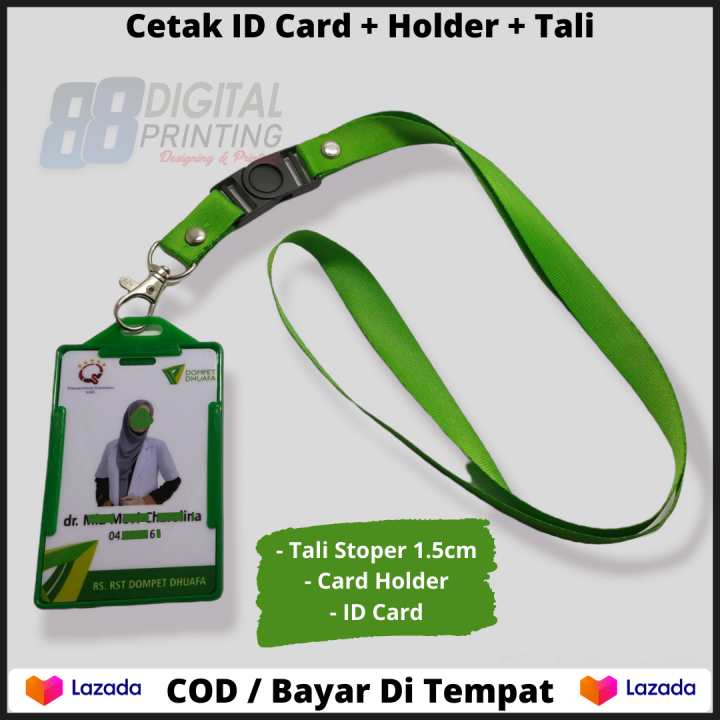 ( ️Custom) Cetak ID Card Tali Lengkap / Lanyard Keplek Name Tag Tanda ...