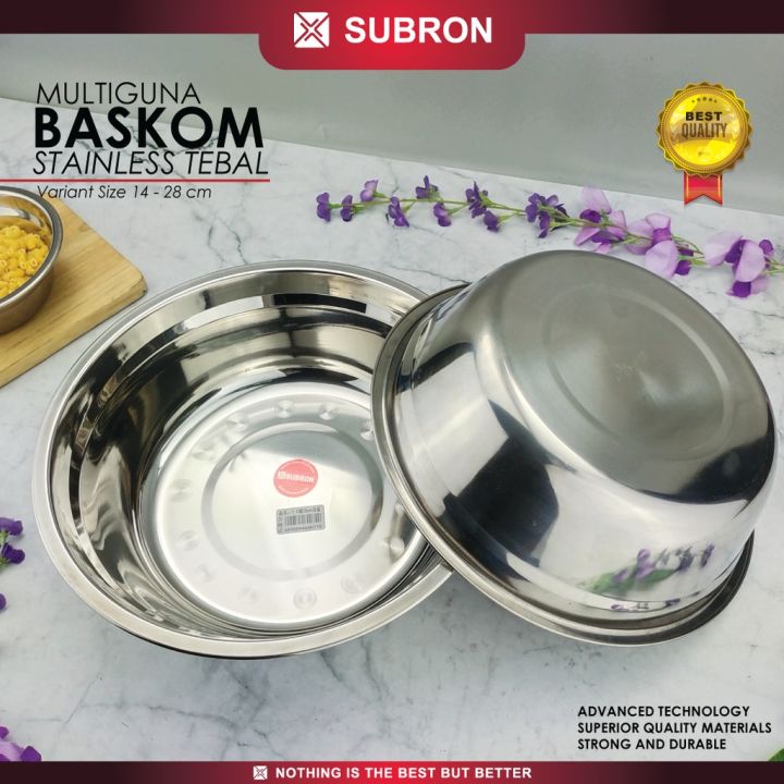 SUBRON Baskom stainless 26 cm 28 cm tebal multifungsi kecil mangkok ...