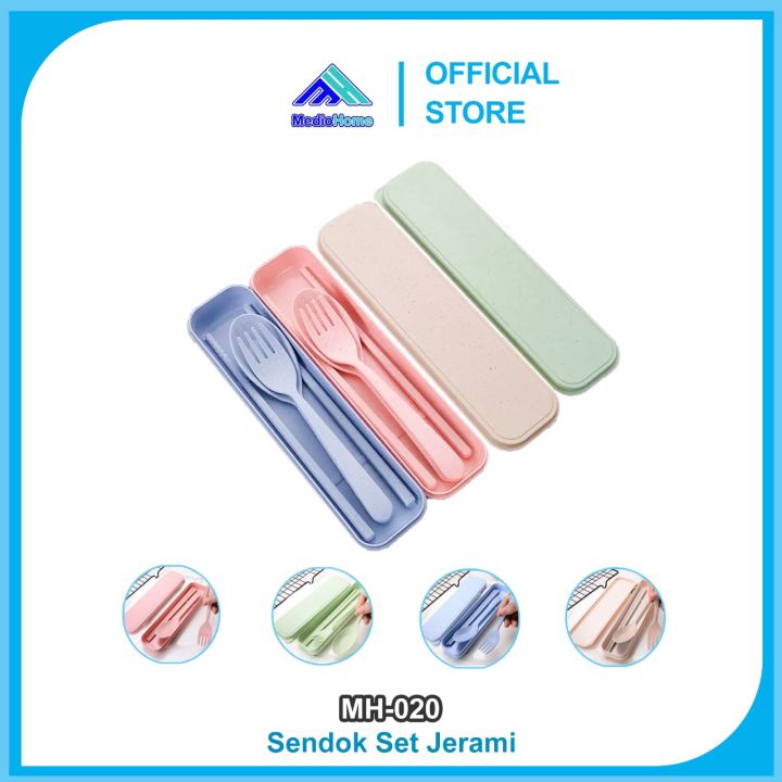 Mediohome Sendok Set Jerami Wheat 3 in 1 Alat Makan Set Jerami Wheat ...