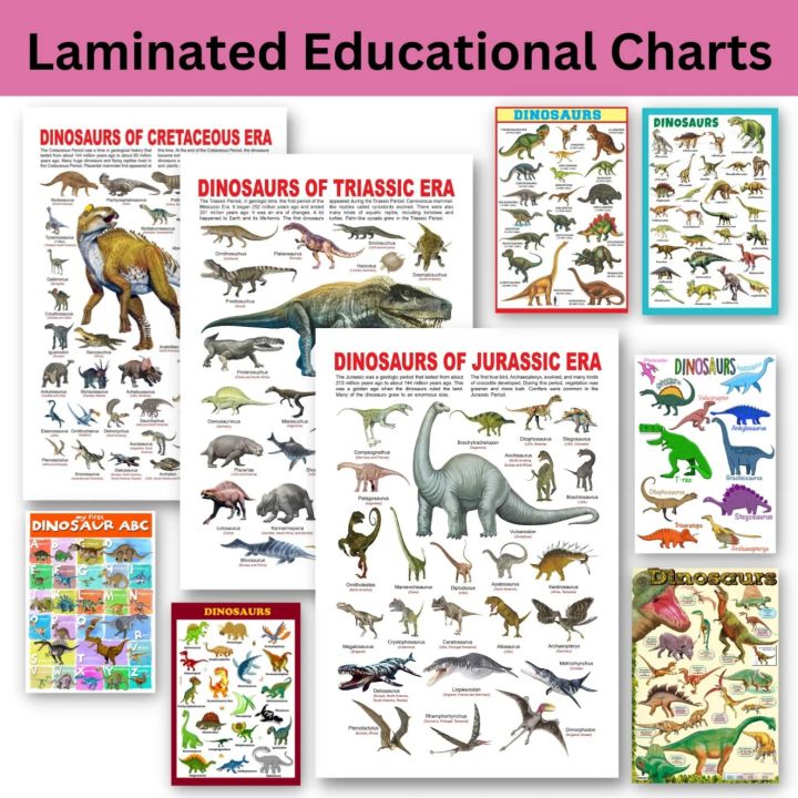Laminated Dinosaur Charts, Educational Charts for Kids, Learners and ...