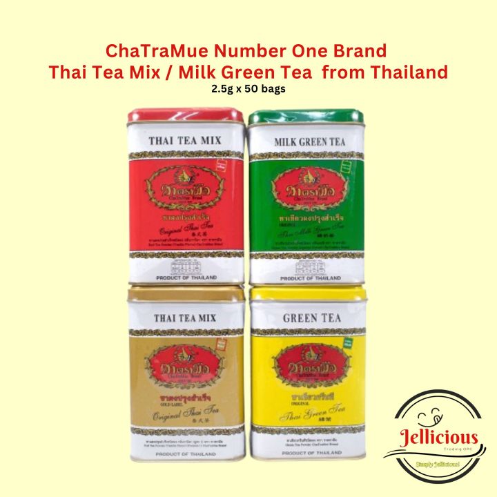 ChaTraMue Number One Brand Thai Tea Mix / Milk Green Tea 2.5g x 50 bags ...