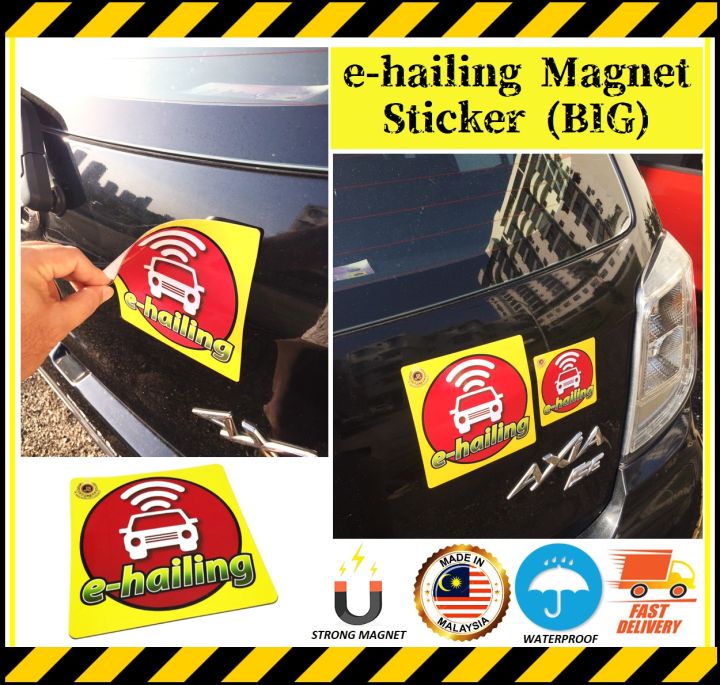 e hailing Magnet sticker. e hailing. Grab. mycar. Car sticker (SMALL ...