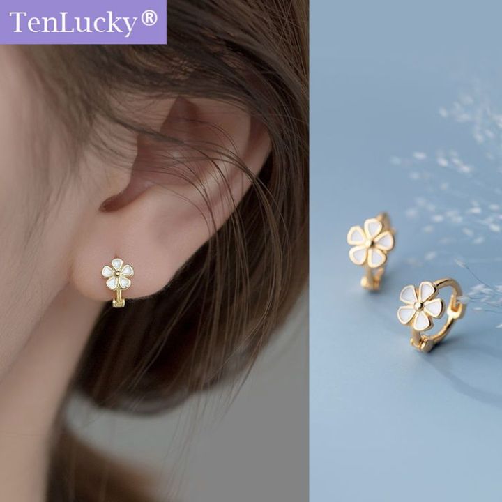 TenLucky 925 Sterling Silver Needle Anti Allergy Daisy Flower Ear Cuffs ...