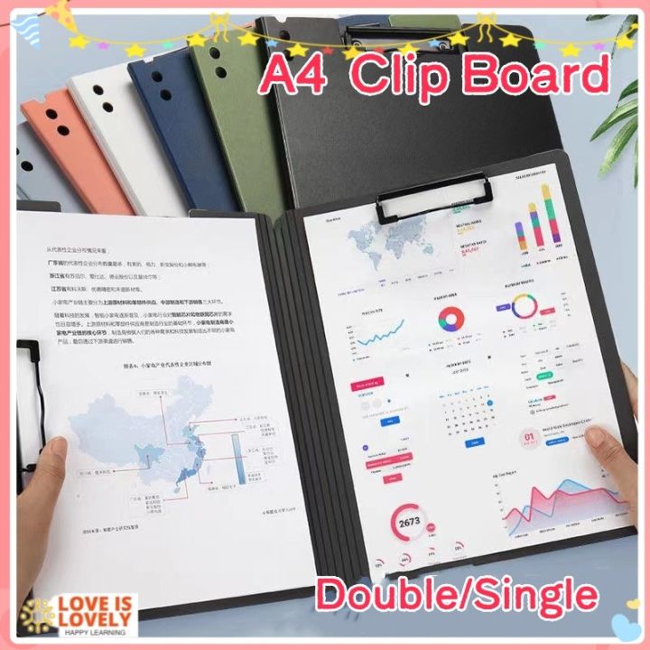 A4 Long Clipboard Expandable File Folder Single/Double Clip hard Board ...