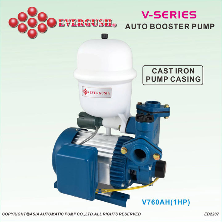 EVERGUSH V760AH Auto Booster Pump 1HP with built-in pressure tank ...