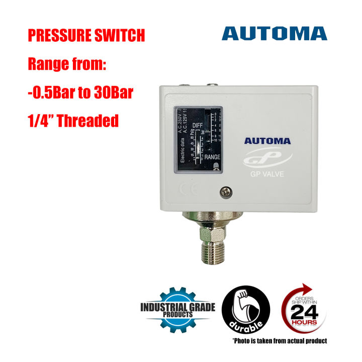 AUTOMA PRESSURE SWITCH 1/4" [-0.5 to 30Bar] READY STOCK! | Lazada