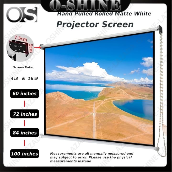 Projector Screen 60/72/84/100 inch 4:3 & 16:9 HD Foldable Portable ...