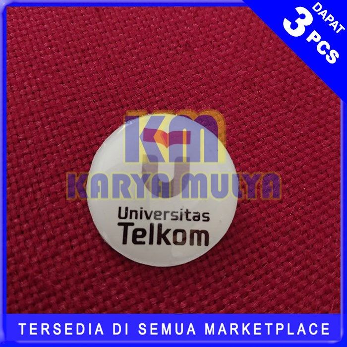 Pin Universitas Telkom Pin Bros Logo Tel U Bulat - Karya Mulya / 3 pcs ...