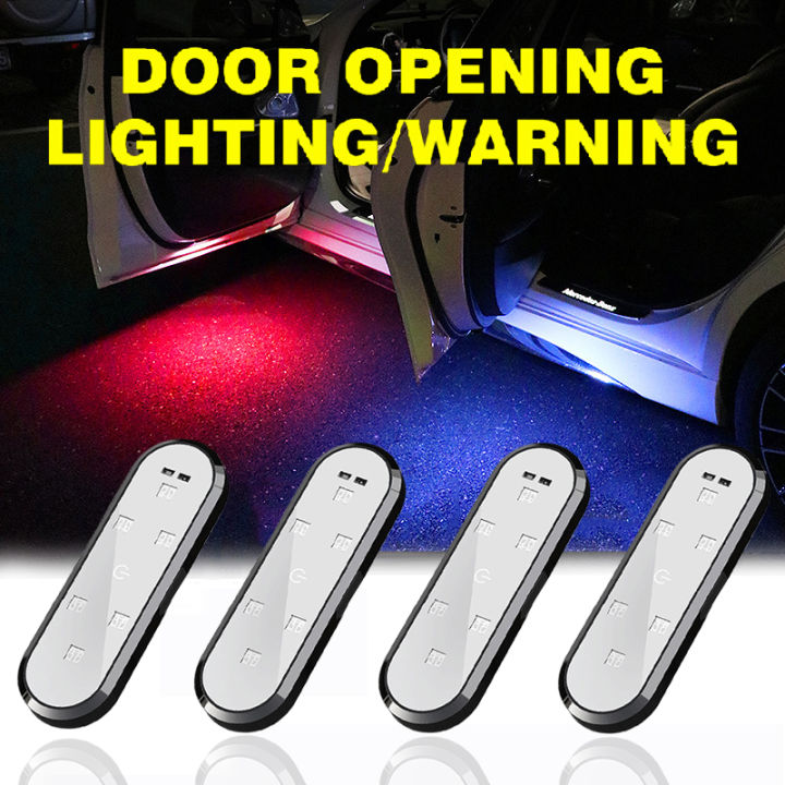 4Pcs Car Door Lights LED Welcome Light Magnetic Control USB Charging ...