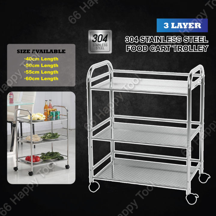3 Layer Multipurpose Food Cart Trolley Multi Rack 304 Stainless Steel ...