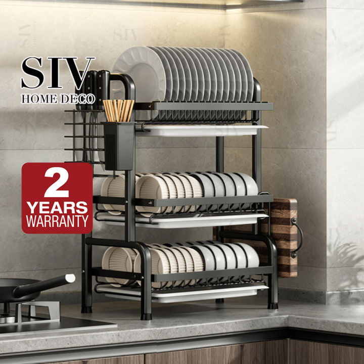 Siv 2/3 Tier Countertop Dish Rack Drainer Kitchen Drying Organizer ...