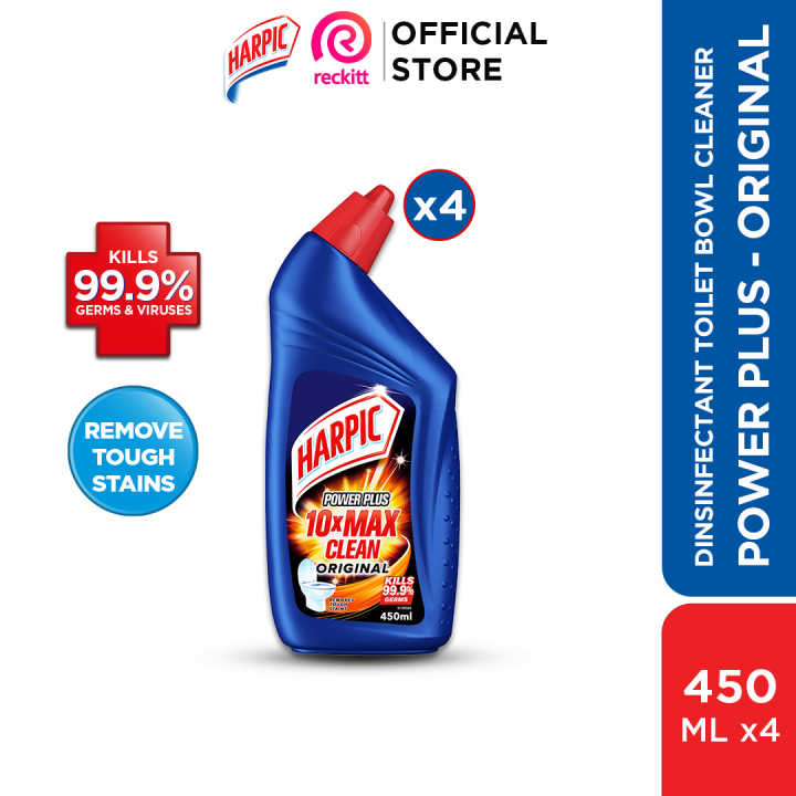 Harpic Power Plus (450ml x 4) Disinfectant Toilet Bowl Cleaner - Original | Lazada