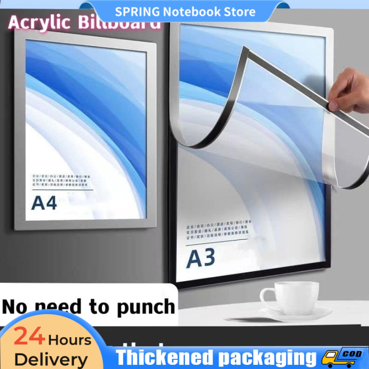 A4/A3 Magnetic Sign Holder Wall Mount Self-Adhesive Picture Poster ...