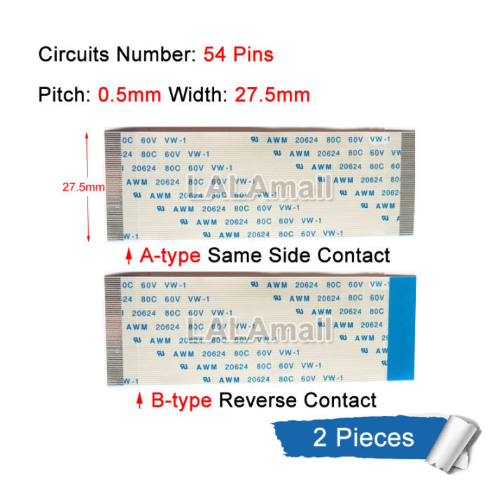 2ชิ้น/ล็อต54P ลวด FPC ยืดหยุ่นแบน54Pin 54หมุดพิน0.5มม. AWM 20624 80C 60V ความยาว VW-1 100มม. 150 ...