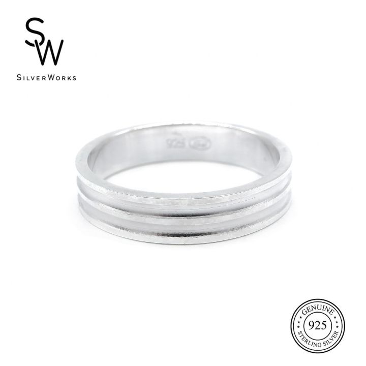 Silverworks R5443 Double Rail Design Band Ring | Lazada PH