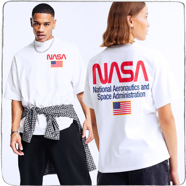 YOUTH CULTURE® NASA white shirt unisex Mens women aesthetic streetwear ...