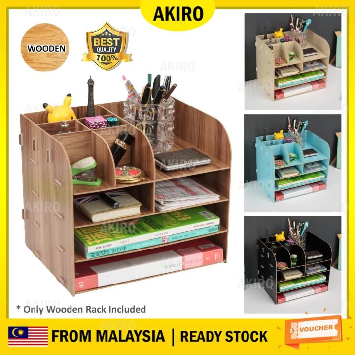 AKIRO All-in-One DIY Wooden Desktop Table Paper Office Stationery ...