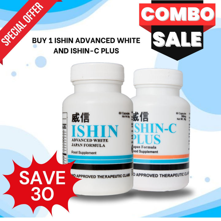 ISHIN ADVANCED WHITE GLUTATHIONE AND ISHIN-C PLUS BUNDLE - 60 CAPSULES ...