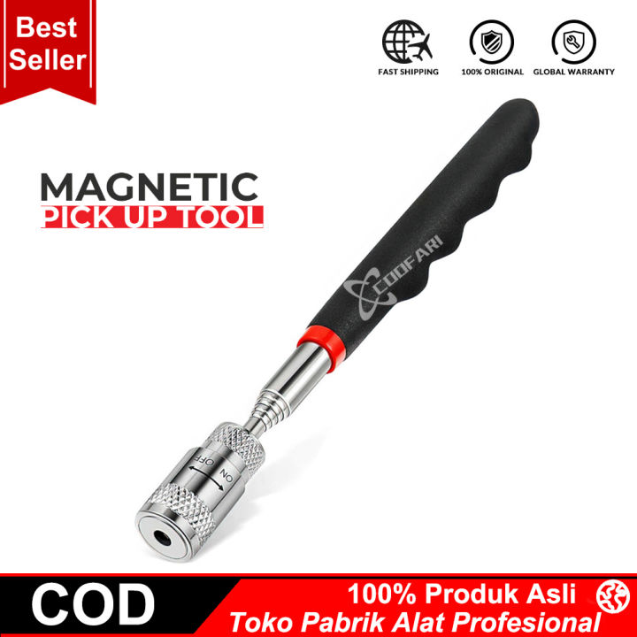 Tongkat Telescopic Magnet Pick Up Tool Dengan Lampu Led Alat Ambil Mur