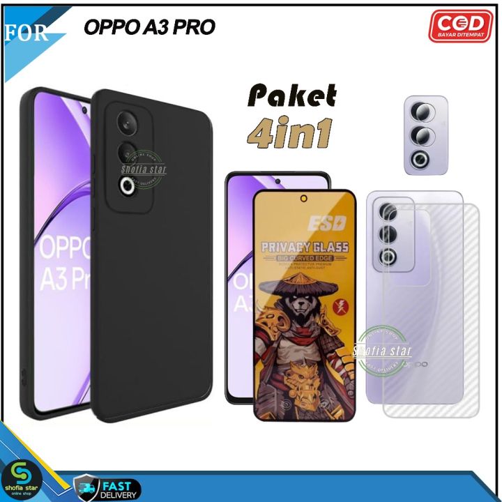 Paket 4in1 Case Oppo A3 Pro A3x A38 4G A18 4G Softcase Slim Black ...