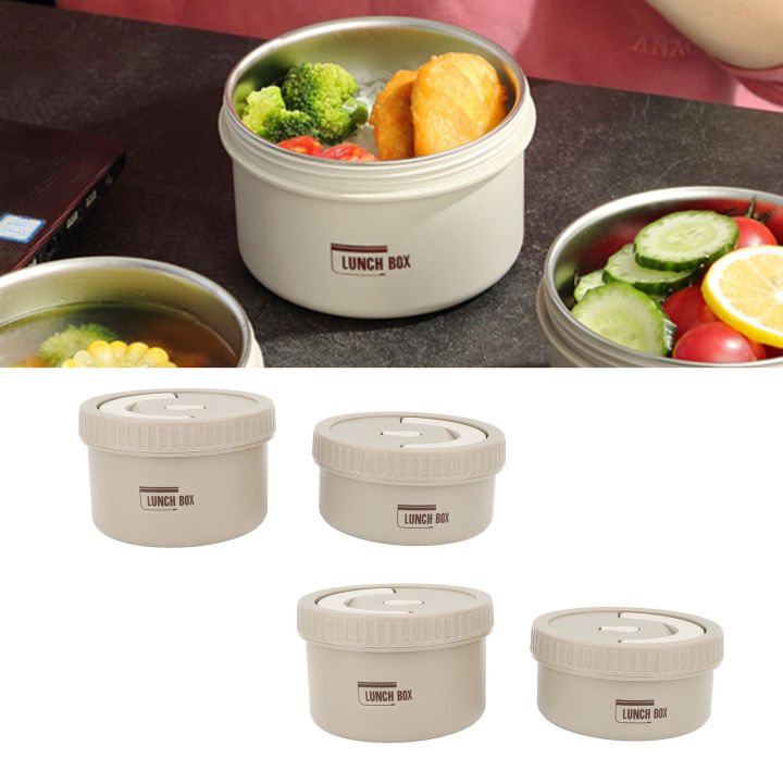 Bento Box Thermal Coffee Brown Stainless Steel Collapsible Handle Bento ...