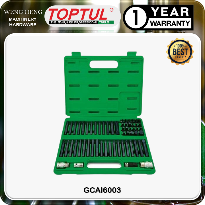 TOPTUL GCAI6003 - 60 pcs 3/8" & 1/2" DR. Profesional Bit Set | Lazada