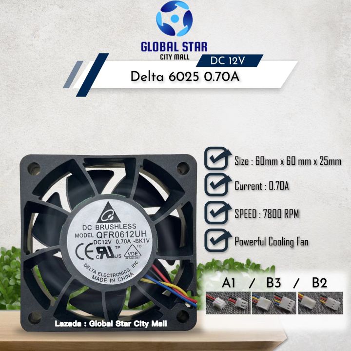 Original DELTA 6025 DC Brushless 7800rpm DC 12V 0.7A Powerful Cooling ...