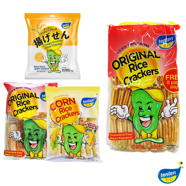 TENTEN Rice Crackers 54g, 70g, 408g ( Crispy Crunch ), ( Original ...