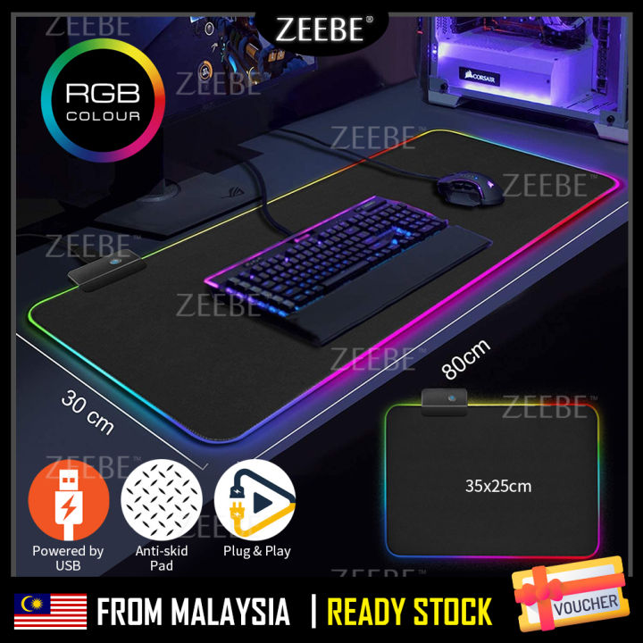 ZEEBE USB RGB Colour LED Lighting Gaming Mouse Pad Computer Laptop ...