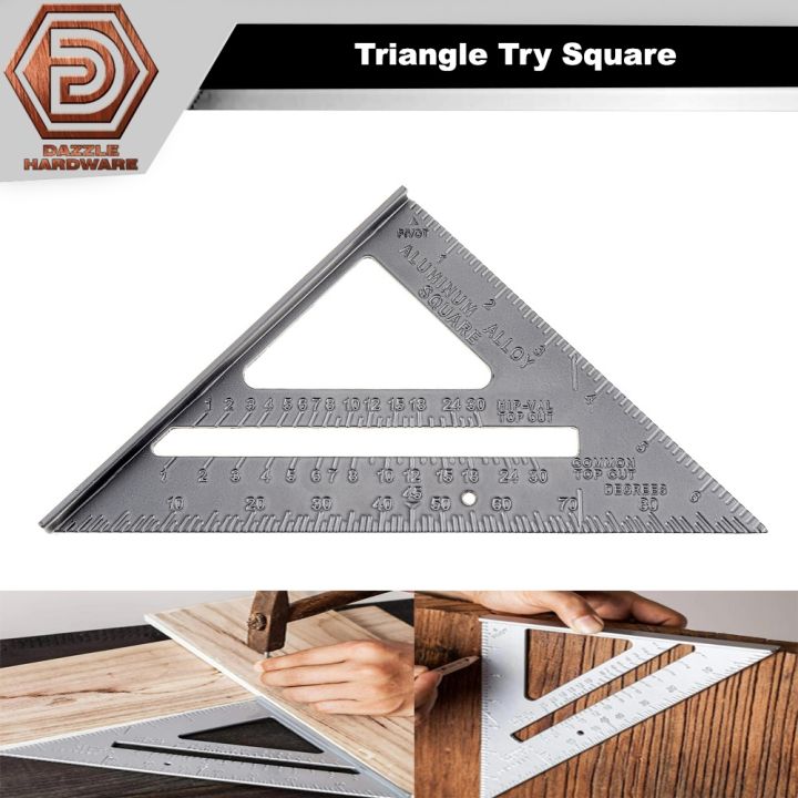 7" aluminium triangle ruler aluminium try square pembaris siku pembaris ...