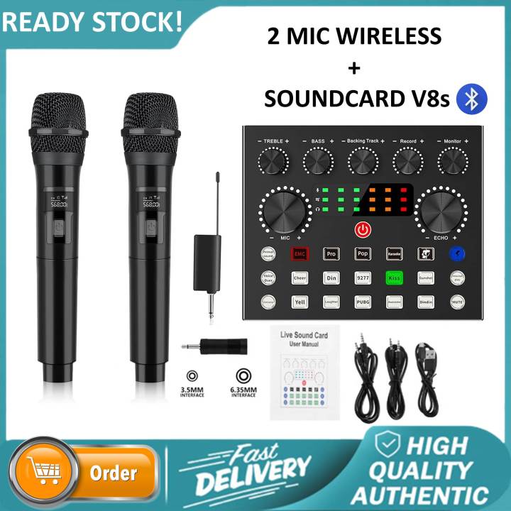 Mic Wireless dan V8 Sound card + MIC Wireless Universal Sound Card V8 ...