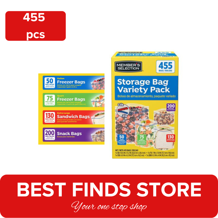 Member's Selection Storage Bag Variety Pack, Zipper Bags 455 pcs ...
