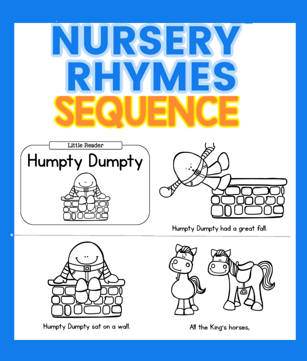 Nursery rhymes book and sequencing kid activities preschool ...