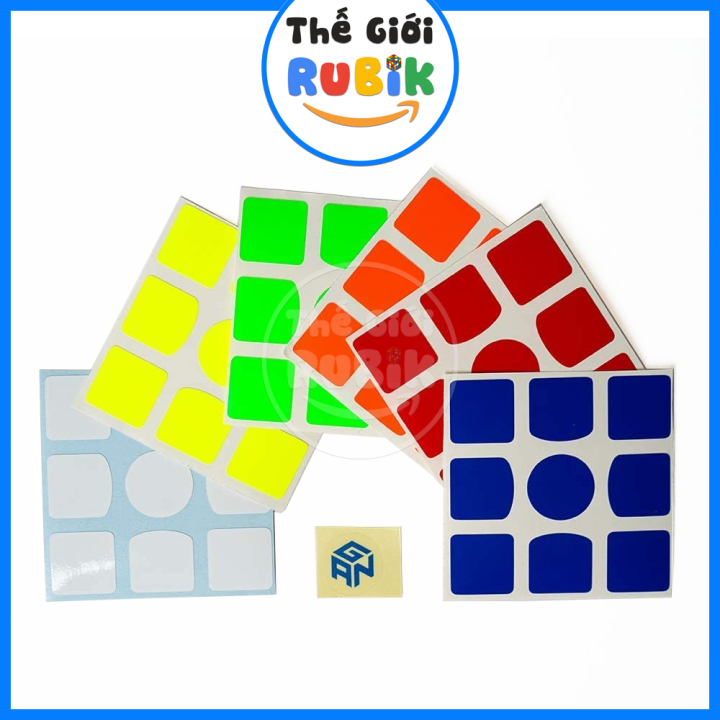 Bộ Sticker Rubik 3x3 Hãng GAN CUBE Tặng Kèm Logo. Tâm Tròn Siêu Xịn. Bộ ...
