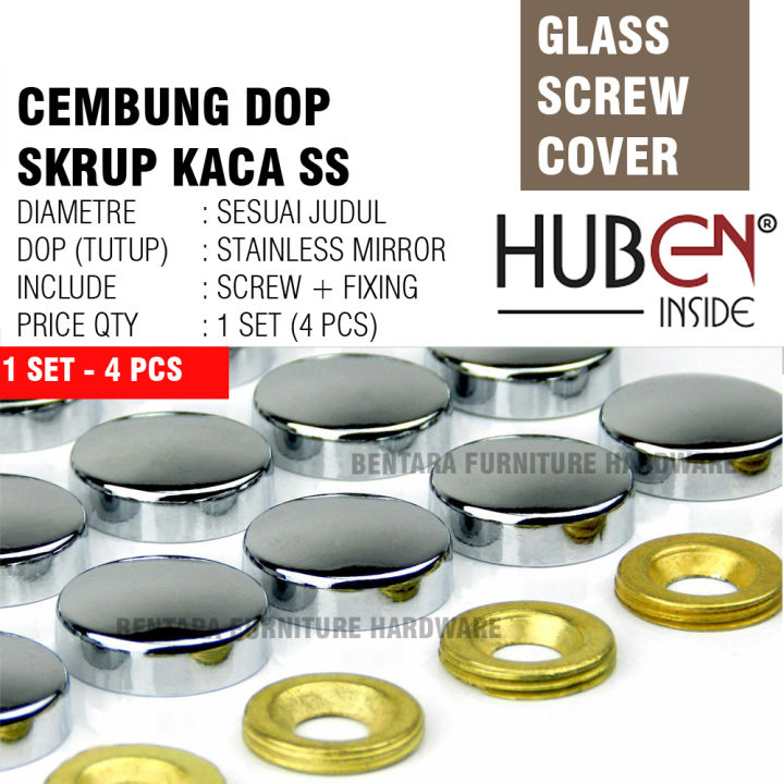 4 x HUBEN SK-HF SKRUP KACA 16MM DOP SCREW CEMBUNG - Stainless Steel ...